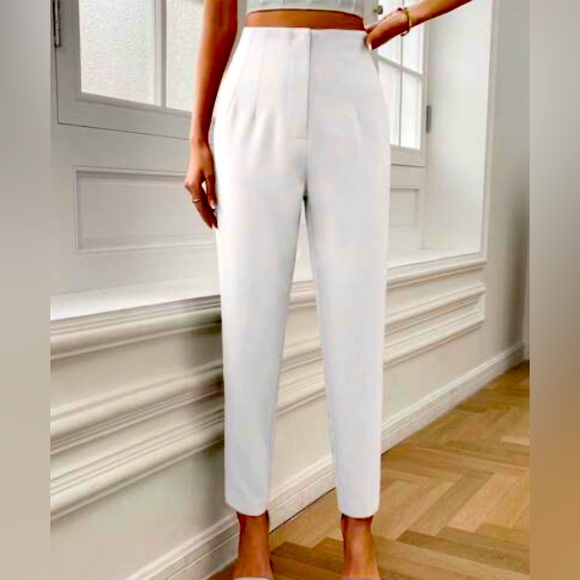 Zara | Pants & Jumpsuits | Zara High Waisted Pants In Ecru | Poshmark